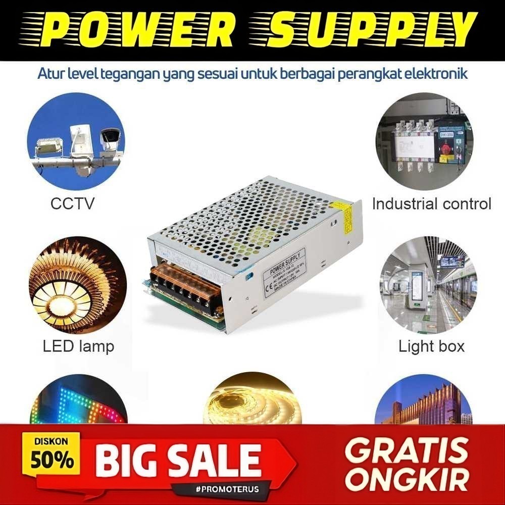 Jual Power Supply SMPS Switching PSU Trafo Adaptor 12V 10A CCTV Ampli ...