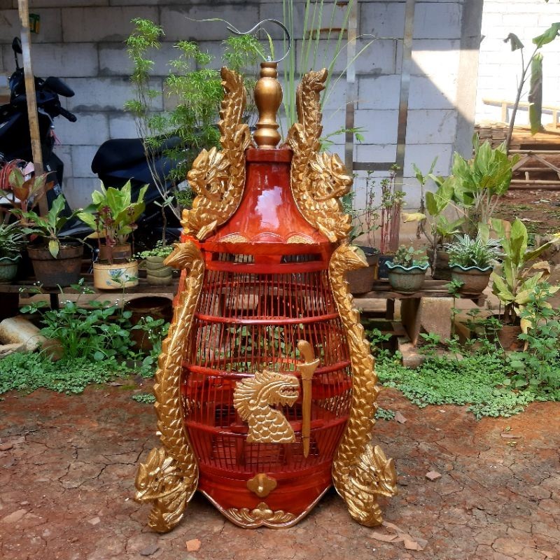 Jual Sangkar Burung Perkutut Ukir Naga Kayu Jati, Sangkar Ukir Jepara ...