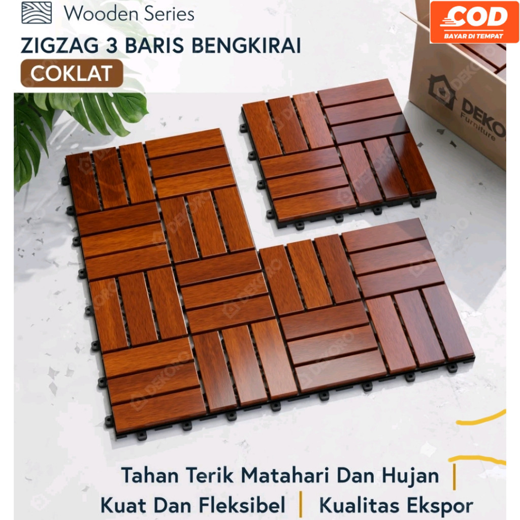 Jual Decking kayu lantai ukuran 30x30 bengkirai | Shopee Indonesia