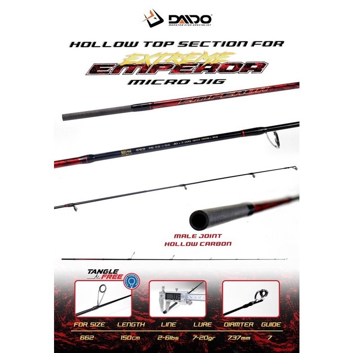 Jual Ujung Joran Daido Extreme emperor micro jig 198cm Top section 662 | Shopee Indonesia