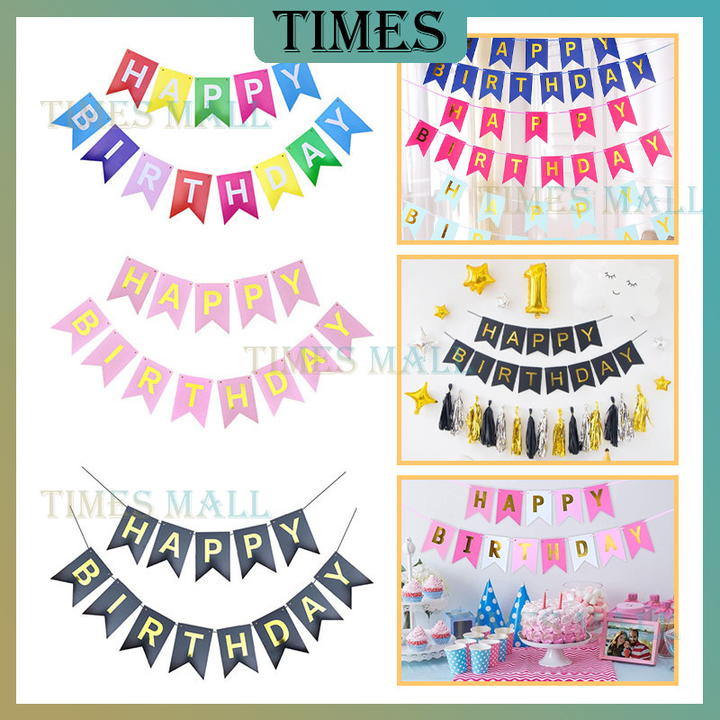 Jual Banner Ulang Tahun Kode Pastel/Bunting Flag Ulang Tahun Tulisan ...
