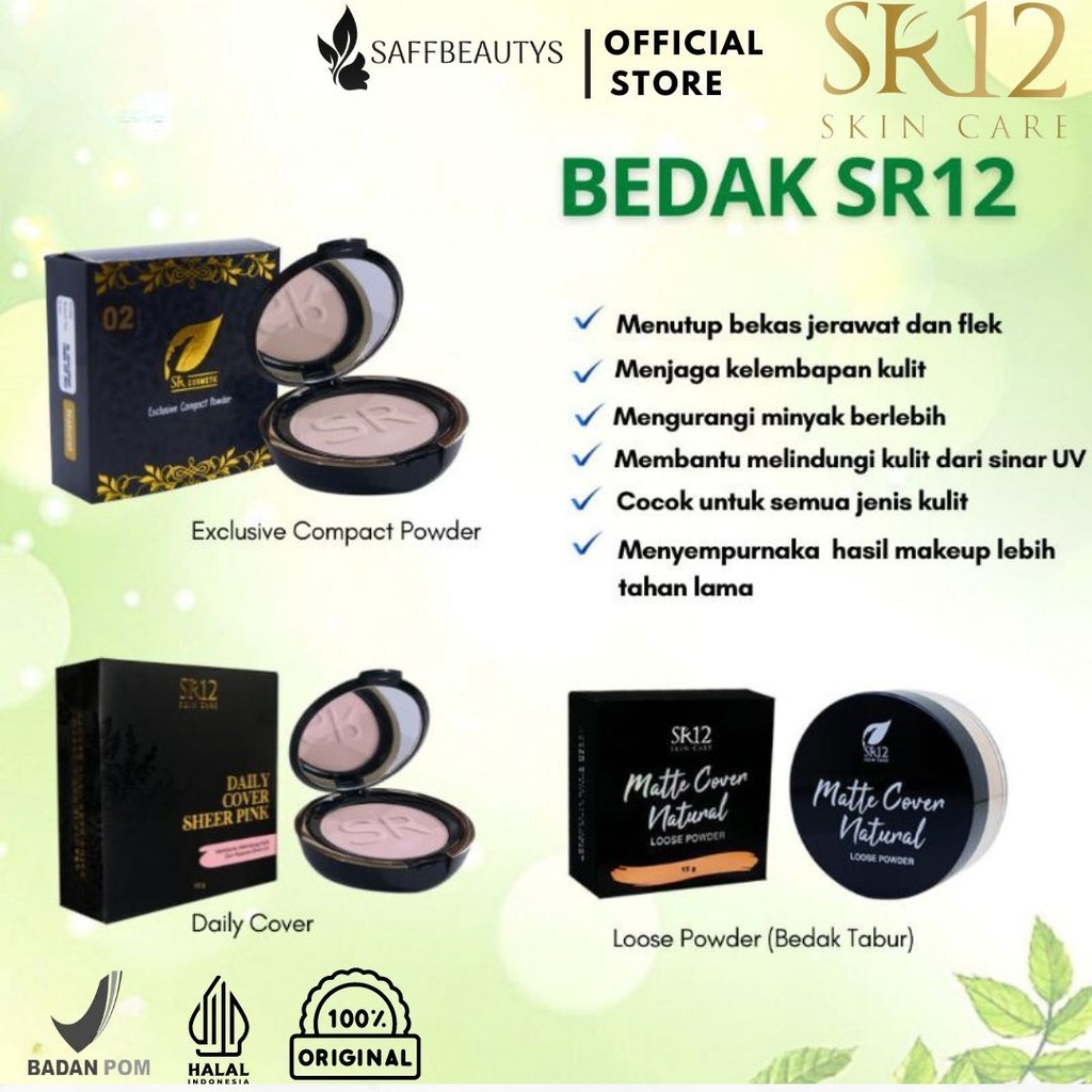 Jual Bedak SR12 Compact Powder Tidak Mudah Luntur Whitening dan Glowing ...