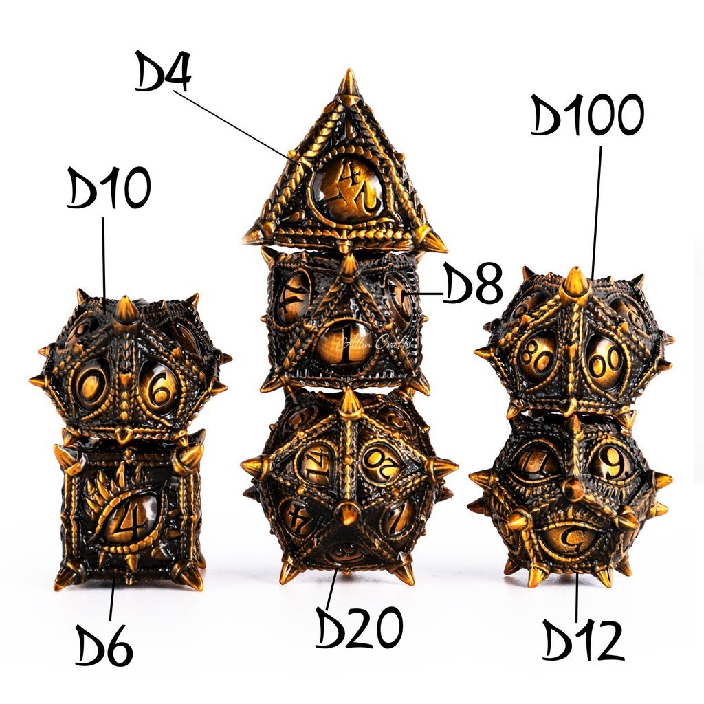 Jual 7x Metal DND Dice Set Dungeon and Dragons Dnd Game Dice Player for ...