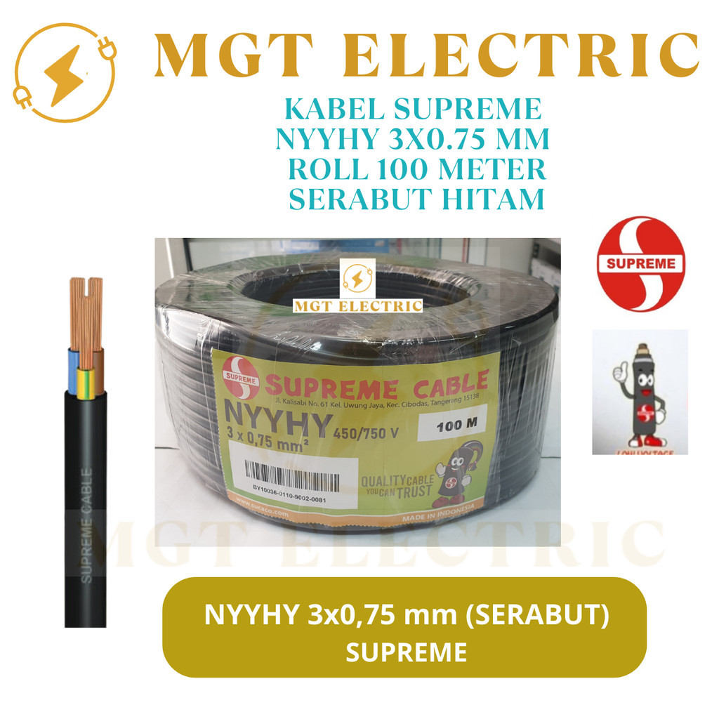 Jual KABEL SUPREME NYYHY 3X0.75 MM (1 ROLL 100 METER) | Shopee Indonesia