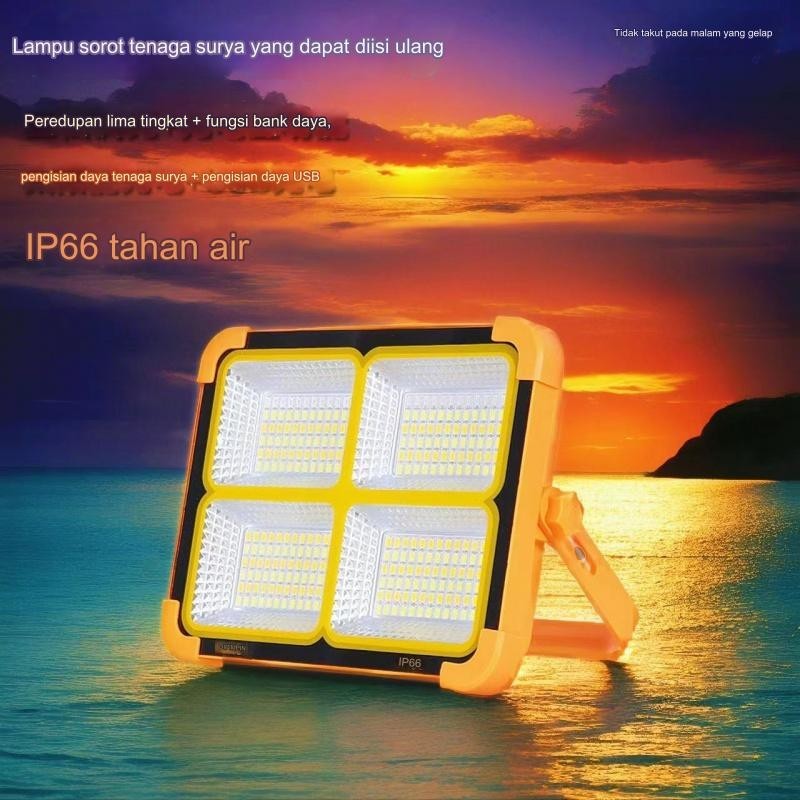 Jual Lampu LED Darurat, Lampu Sorot LED Portabel Tenaga Surya, Anti Air, Multifungsi, Daya ...