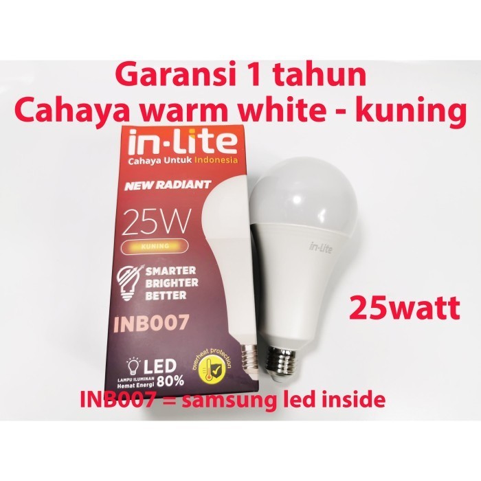 Jual LG09 cahaya kunin lampu bulb led 25w merk in-lite INB007 samsung led inlite | Shopee Indonesia