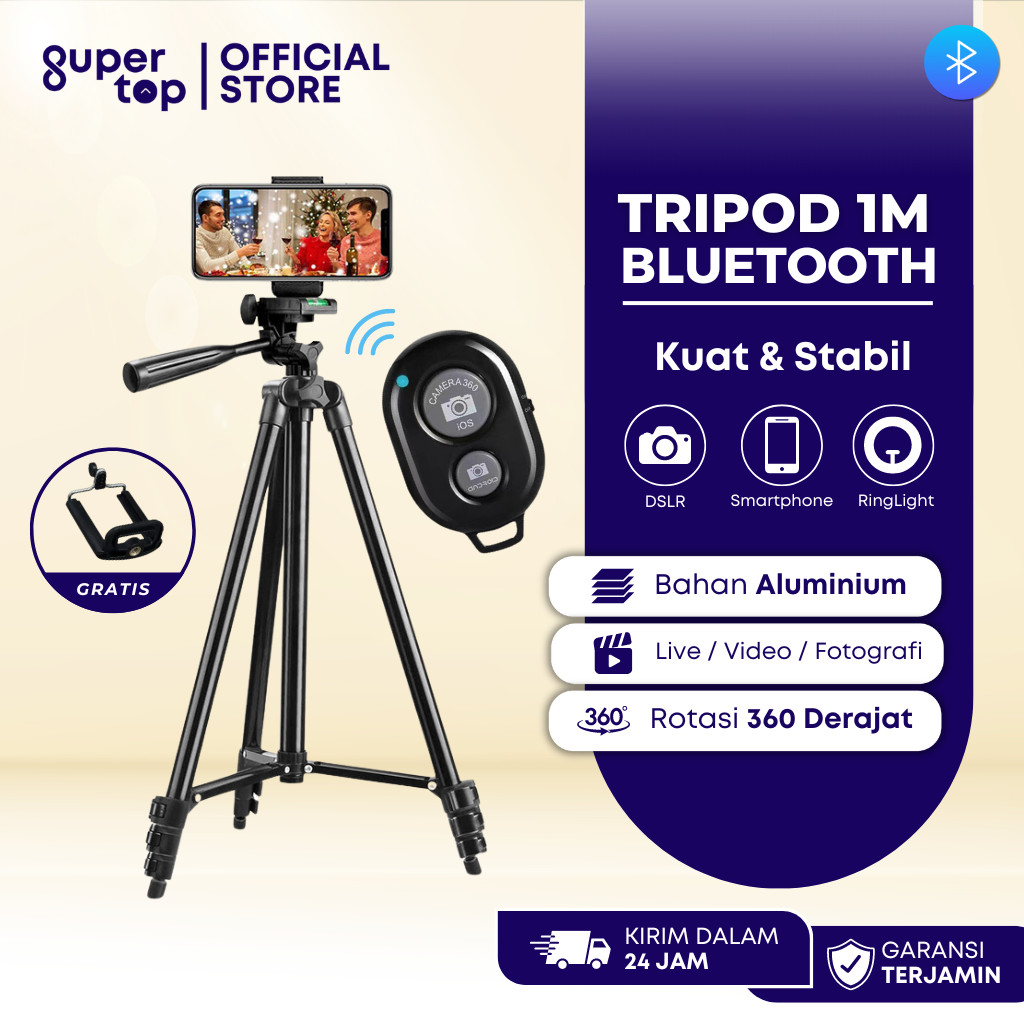 Jual Tripod Hp Kamera 1 Meter + Remote Bluetooth Selfie Shutter Multi ...