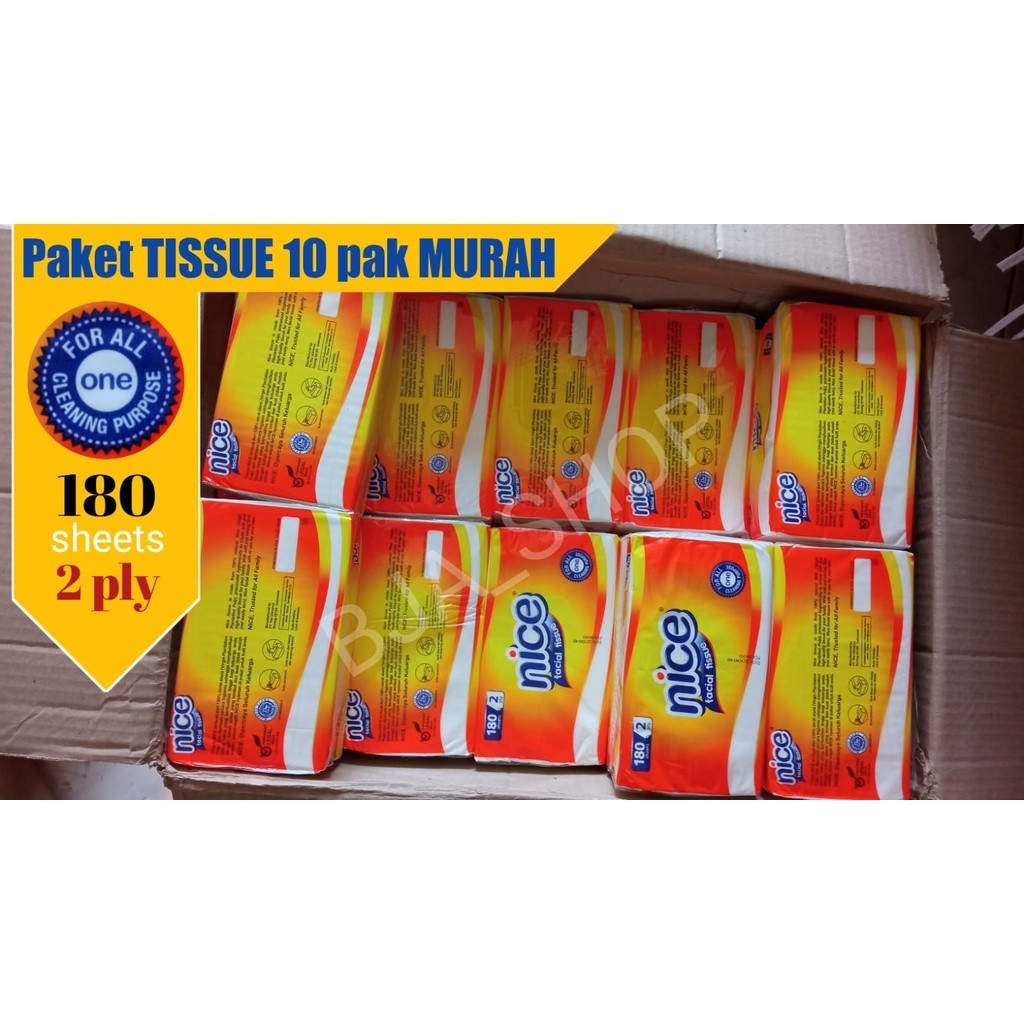 Jual 10 pak Tissue Nice Murah Promo PAKET 10 Pack 180sheets 2Ply Tisu ...