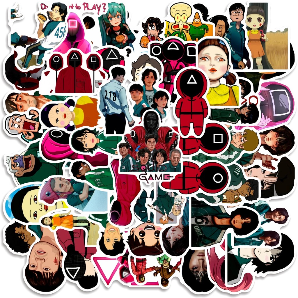 Jual COD 50 Pcs Stiker SQUID GAME FANART Lucu Anti Air Untuk Dekorasi ...