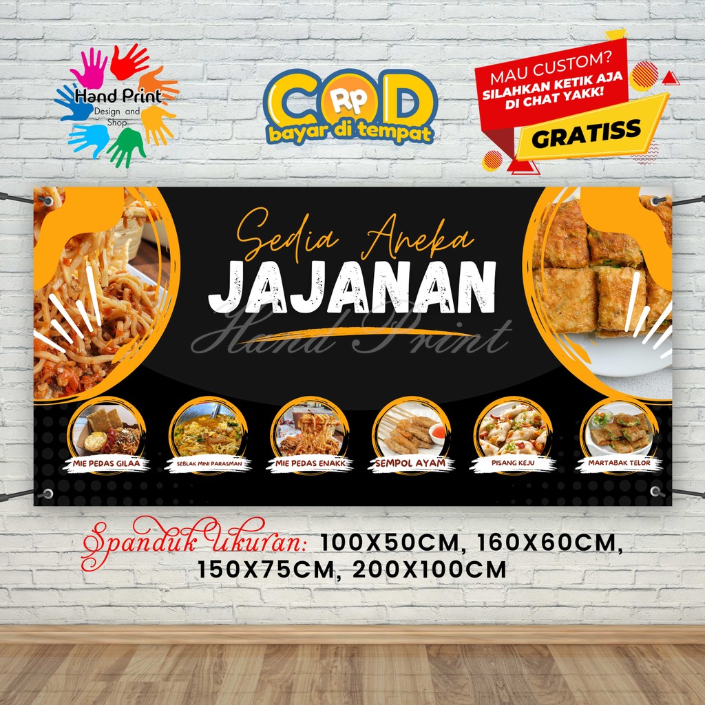 Jual Cetak Spanduk Banner Jajanan & Gorengan MMT Spanduk Custom 200x100 ...