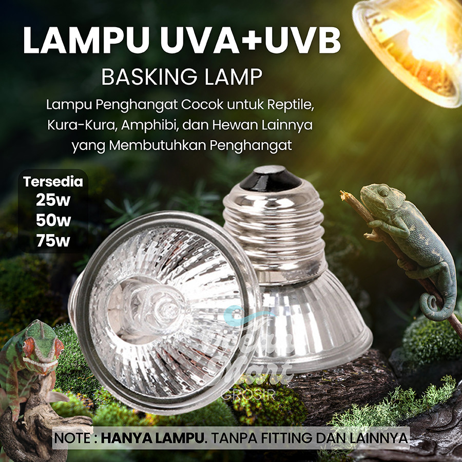 Jual Lampu UVA UVB 25 50 75 Watt Penghangat Pemanas UV Reptil Reptile Sulcata Torto Kura Kura ...