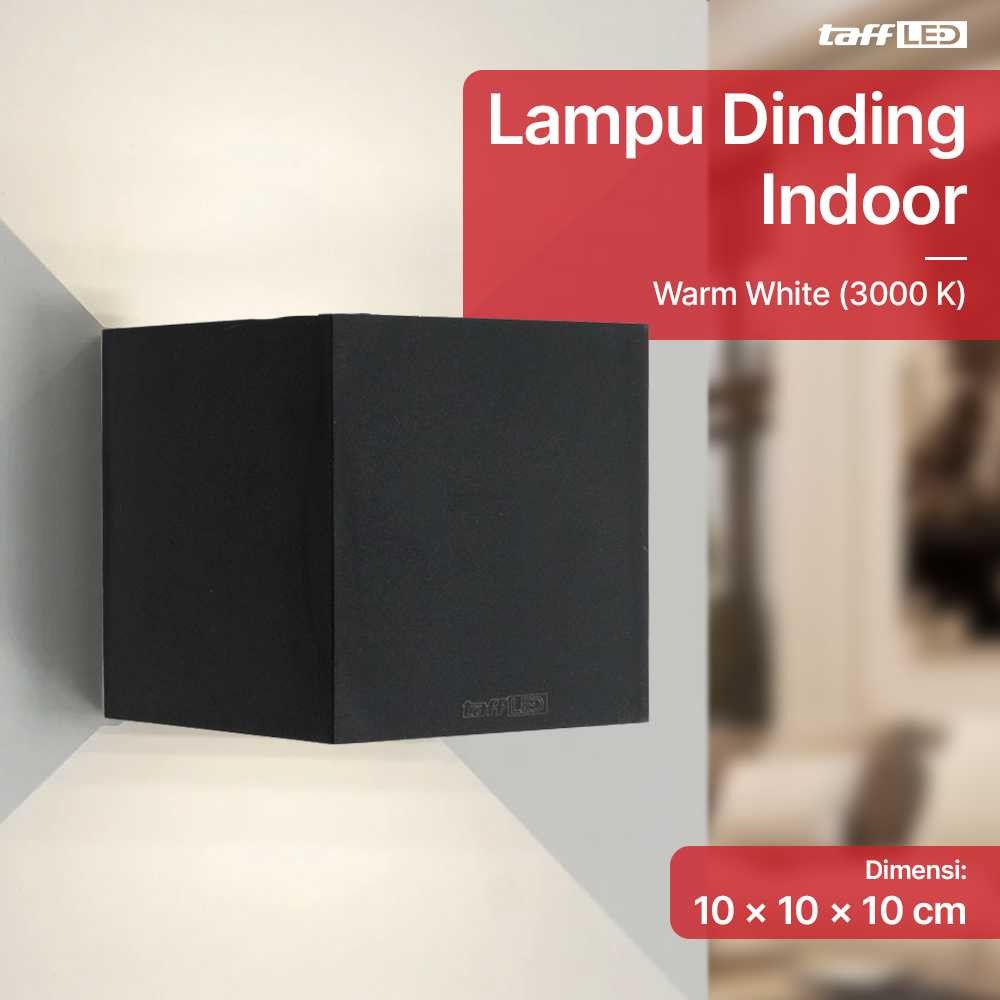 Jual Lampu dinding LED indoor plastik 6W warm white, desain persegi ...