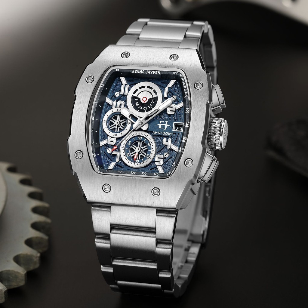 Jual Evans Jayden Jam Tangan Pria 9612 Rantai Kaca Safir Chrono 10 ATM ...