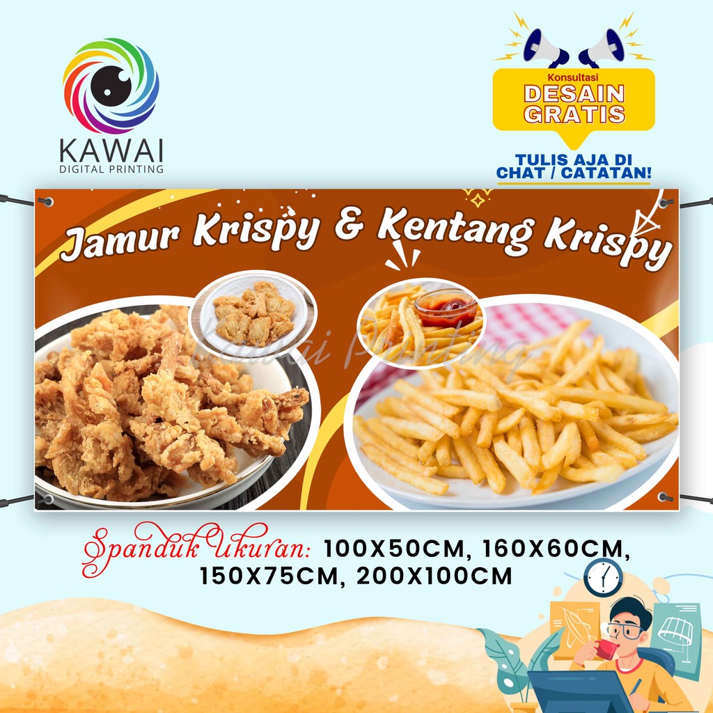 Jual Spanduk Banner MMT Warung Jamus Crispy Dan Kentang Crispy Rekuest ...