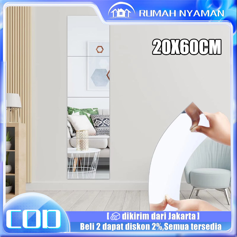 Jual Stiker Cermin Kaca Dinding Akrilik 20 X 60 CM Kaca Tempel Anti ...