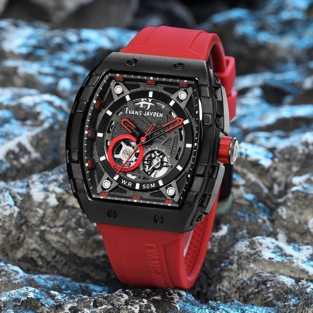 Jual Evans Jayden Jam Tangan Pria 9564 Rubber Automatic Kaca Safir ...