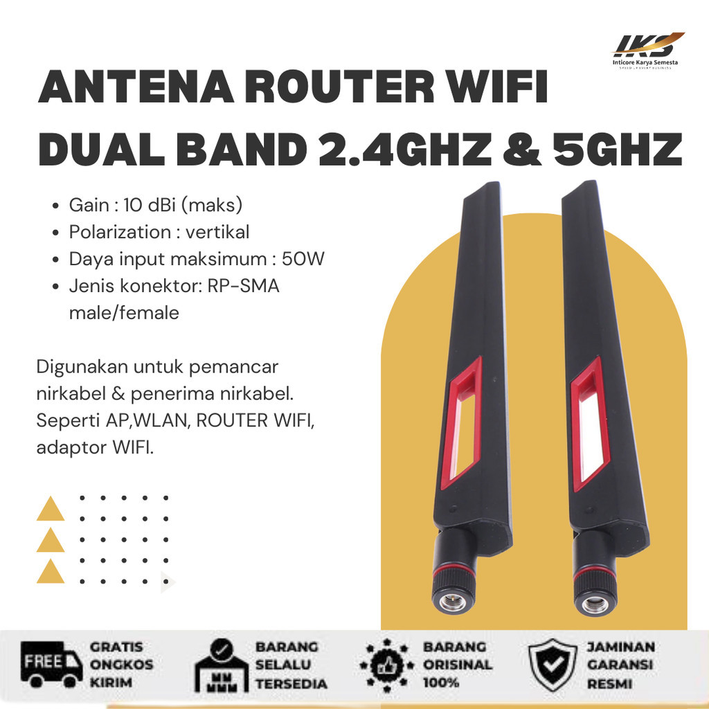 Jual Onelinkmore Antena Router WiFi Dual Band 2.4GHz 5GHz RP-SMA Male ...
