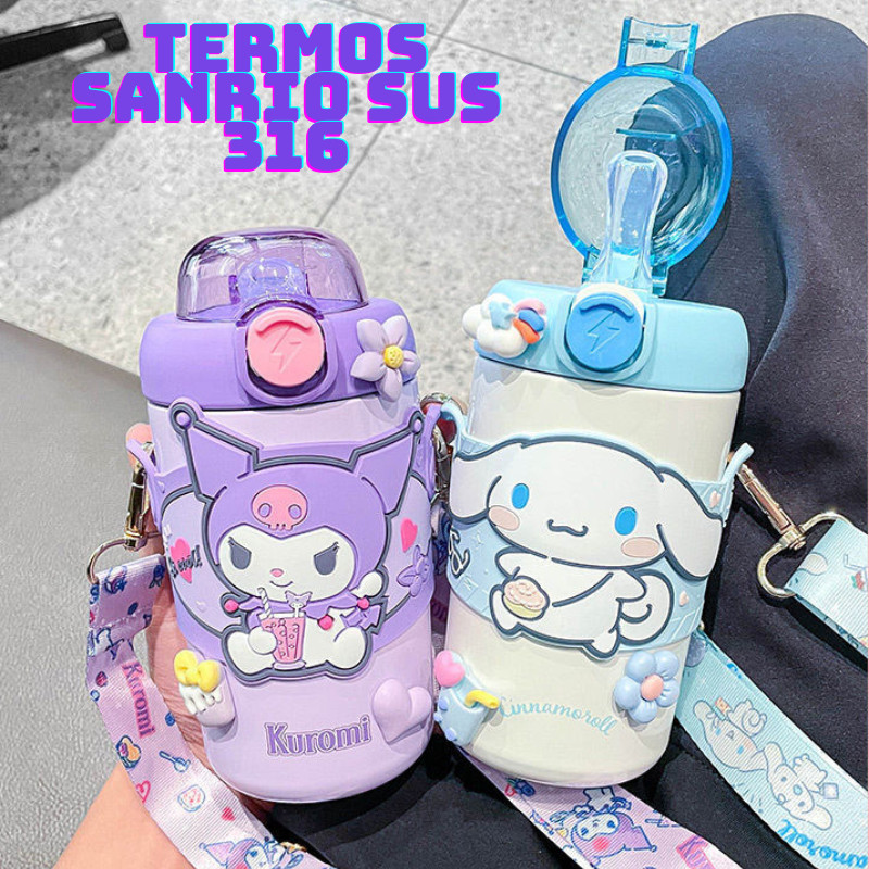 Jual Botol Minum Stainless SUS 316 Sanrio 380ml Dengan Tali dan Sedotan | Shopee Indonesia