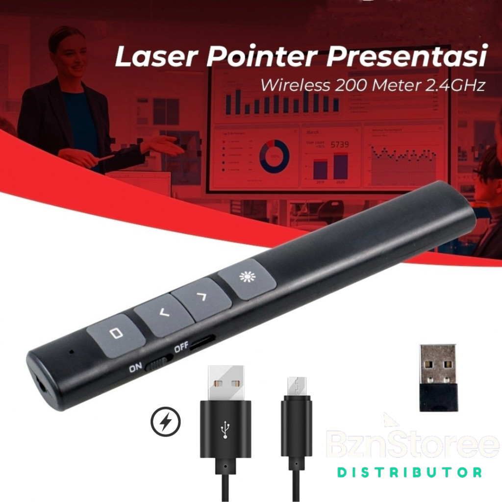 Jual Laser Pointer Presentasi USB Rechargeable Laser Remote Control ...