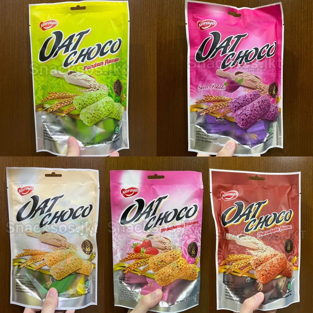 Jual [90GR] NARAYA OAT CHOCO ORIGINAL STRAWBERY / CHOCOLATE / PANDAN / SWEET POTATO | Shopee ...