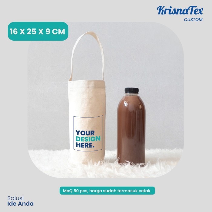 Jual Custom Tas Botol Kanvas Natural - Goodie Bag | Shopee Indonesia