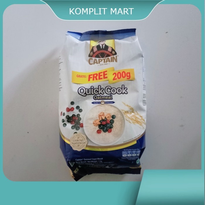 Jual captain oats quick cook 800g/oatmeal captain oats biru 800 gram ...