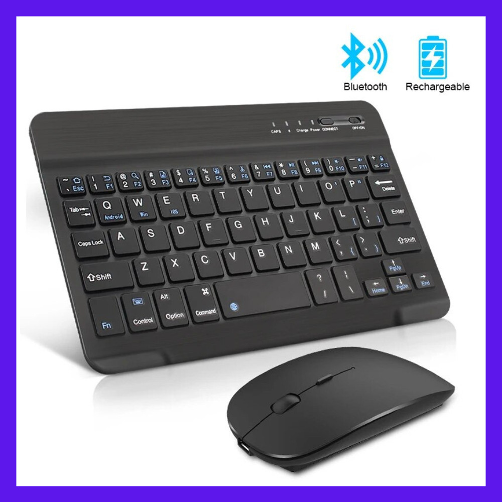 Jual Keyboard Mouse Set Wireless Bluetooth LED Touchpad 10 inch For ...