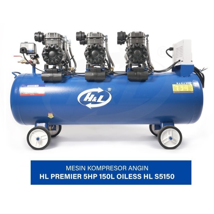 Jual Mesin Kompressor Angin/ Compressor Premier 5HP 150L Oiless HL ...