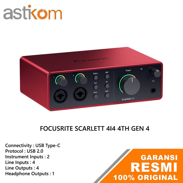Jual Focusrite Scarlett 4i4 4th Gen USB Audio Interface Recording ...