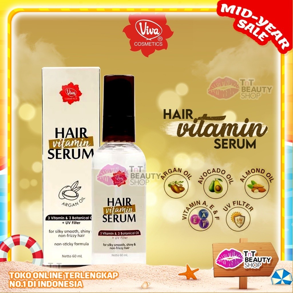 Jual Viva Hair Vitamin Serum 60ml - with UV Filter, VIT A, E & F, Argan ...
