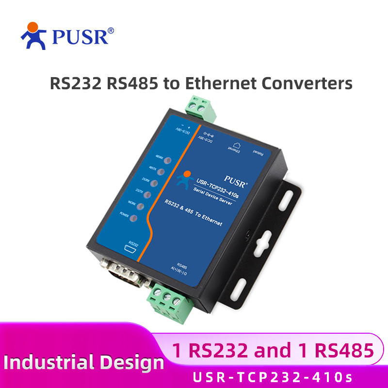 Jual PUSR RS232 RS485 Serial to Ethernet Converter Serial Device Server Support TCP/IP Modbus ...