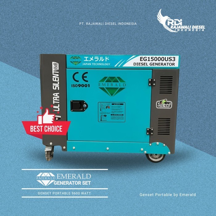 Jual GENSET 12 KVA/10.000 WATT 3 PHASE EMERALD EG15000US3 SILENT JAPAN ...