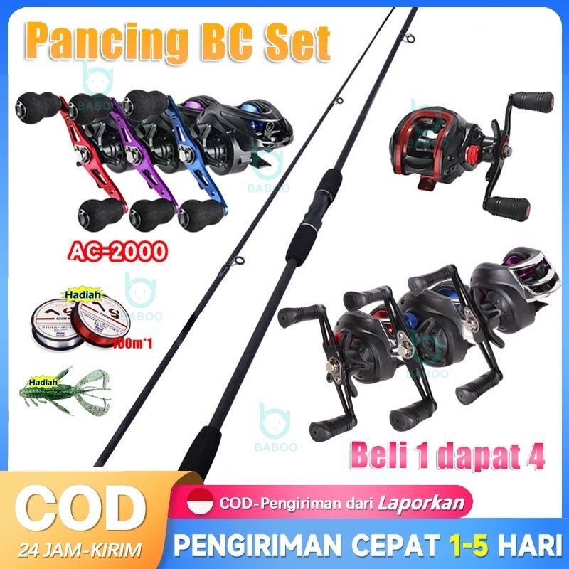 Jual Joran Pancing Set Carbon Baitcasting Fishing Rod Metal Reel Max Drag 8kg Material ...