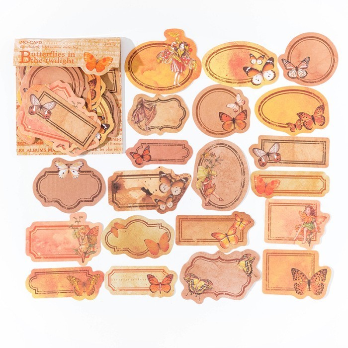 Jual 40 Buah Bingkai Sticker KUPU KUPU Dapat Ditulis Vintage Paper ...