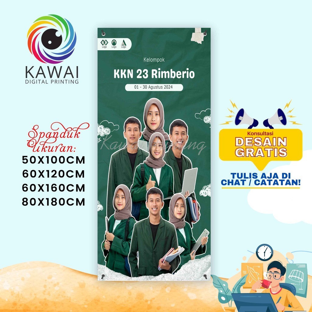 Jual Spanduk Banner MMT Kkn Hijau Ukuran 60x160 | Shopee Indonesia
