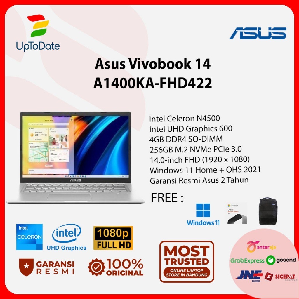 Jual Asus Vivobook 14 A1400KA-FHD422 Celeron N4500 4GB 256GB W11+OHS21 ...