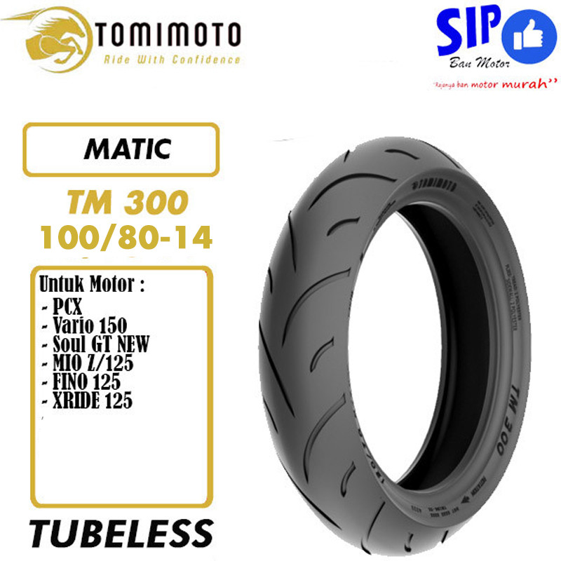 Jual Ban motor matic Tomimoto TM300 ukuran 100 80 14 Tubeless Untuk ...