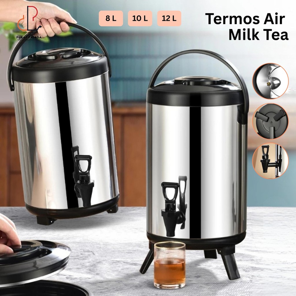 Jual Dispenser Air Milk Tea 8 10 12 Liter Termos Minuman Panas Dingin ...