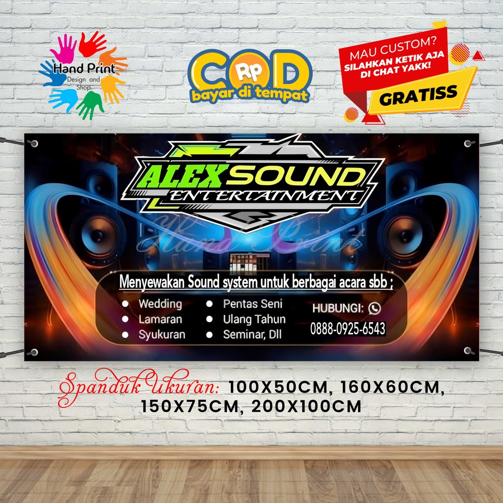 Jual Cetak Spanduk Sewa Sound System Hitam MMT Spanduk Custom 200x100 ...
