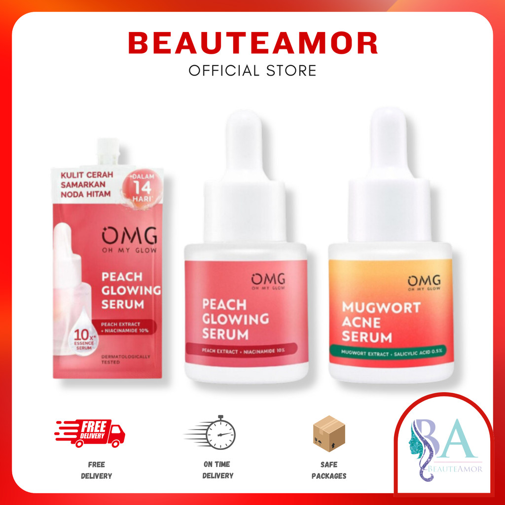 Jual OMG OH MY GLOW Serum 20ml - Peach Glowing | Mugwort Acne | Beauteamor | Shopee Indonesia