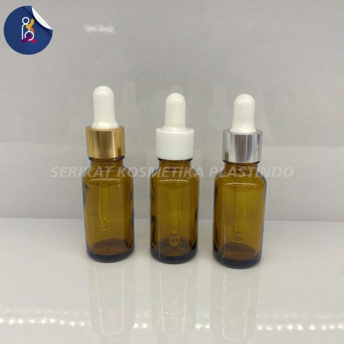 Jual BOTOL PIPET SERUM KACA COKELAT AMBER 15 ML RING SILVER PUTIH GOLD | Shopee Indonesia