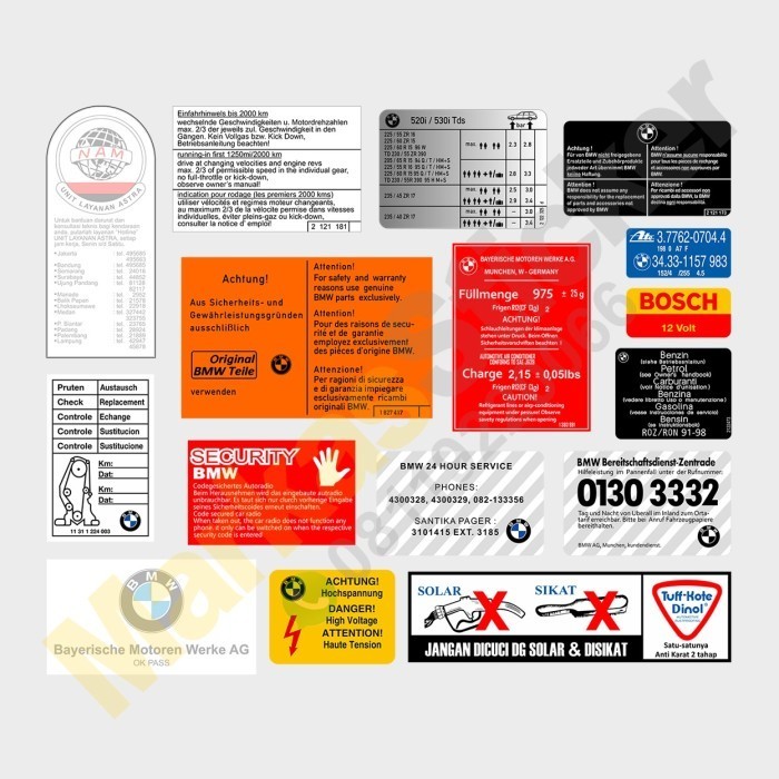 Jual Sticker BMW E34 M20 M50 Vanos 530i V8 Warning Set | Shopee Indonesia