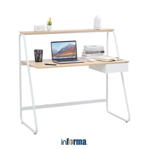 Jual Informa Joel Meja Kantor - Putih/Cokelat Oak Office Table Furnitur ...