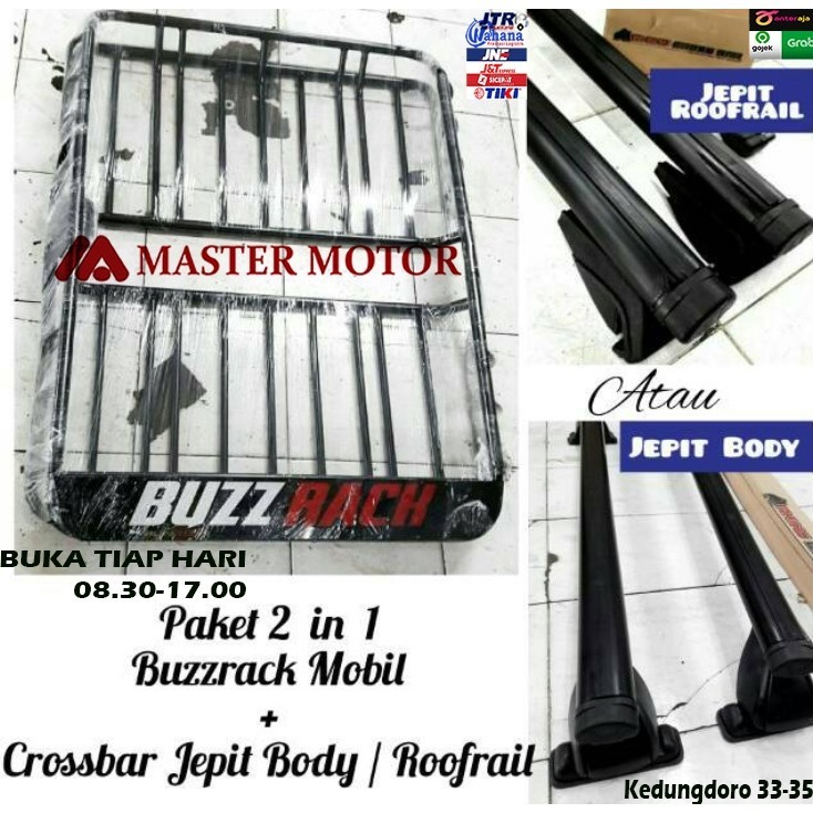 Jual Paket 2in1 Rak Mobil Buzzrack + Crossbar Rhino Sunrise Jepit Body ...
