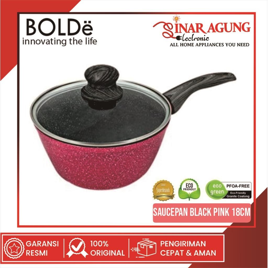 Jual ALAT MASAK / COOKWARE BOLDE SAUCE PAN GRANITE COATING 18CM BLACK ...
