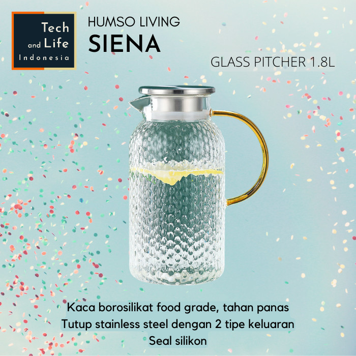 Jual Teko Air Kaca Tahan Panas HUMSO SIENA Glass Pitcher Jug 1,8L ...