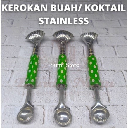 Jual Sendok Buah Sendok cocktail Kerokan Buah Dua Sisi Hijau/ Kerokan ...