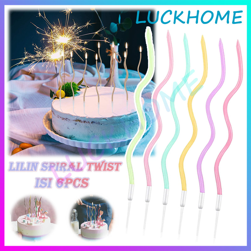 Jual 4SET Lilin Ulang Tahun Panjang Spiral Metalik ISI 6PCS Lilin ...