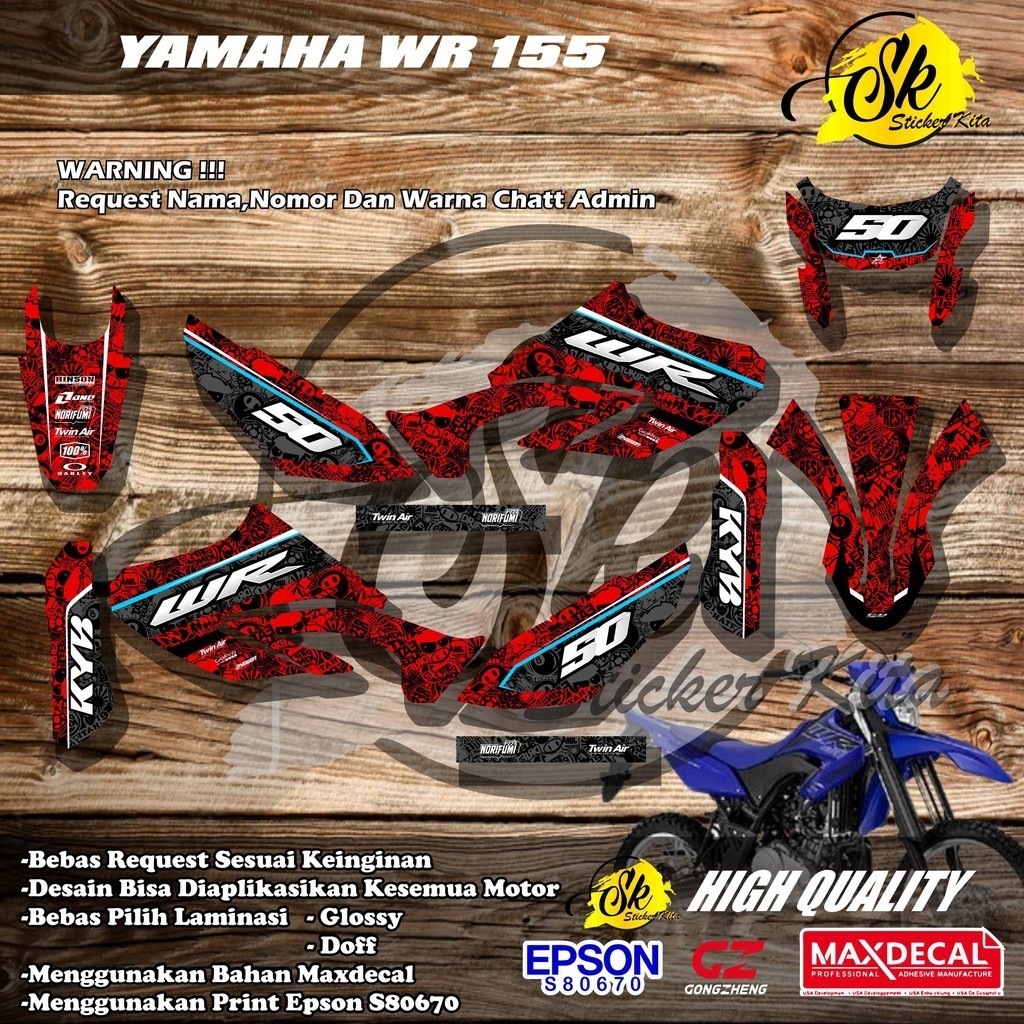 Jual 205 DECAL STICKER FULLBODY MOTOR YAMAHA WR 155 DESAIN KEREN MOTIF ...