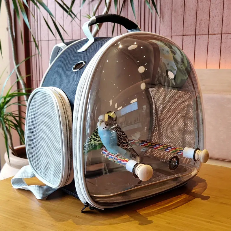 Jual Portable Bird Travel Carrier Backpack with Rope Perch for Parrot ...